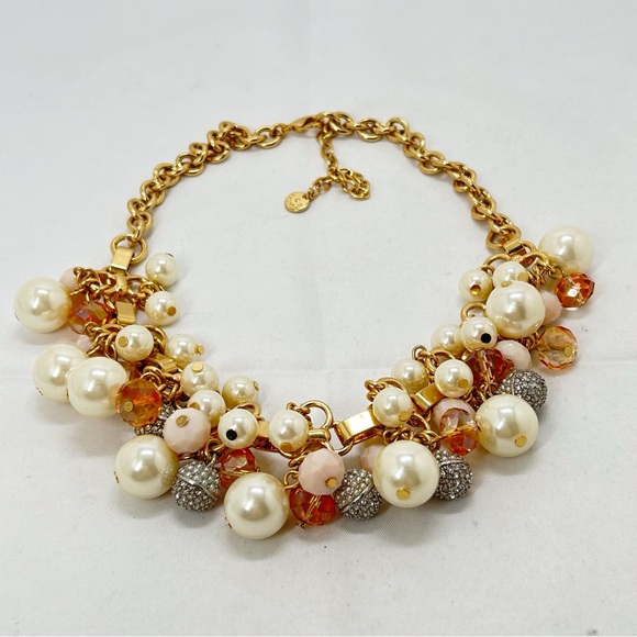 Talbots | Jewelry | Talbots Gold Pearl And Amber Crystal Beaded ...